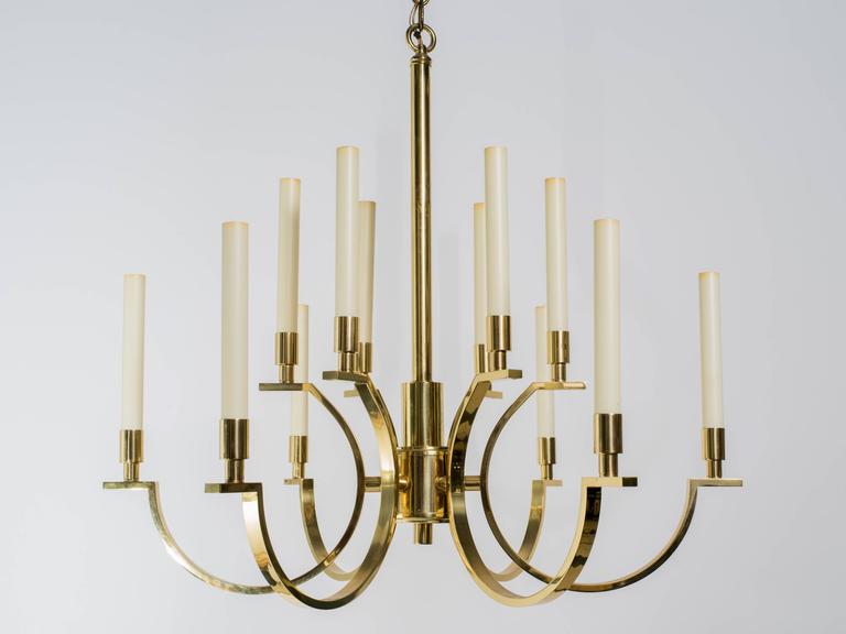 Frederick Copper Modernist Brass Chandelier at 1stDibs