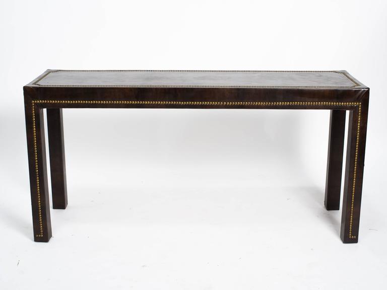 Vinyl and Nailhead Console Table at 1stDibs