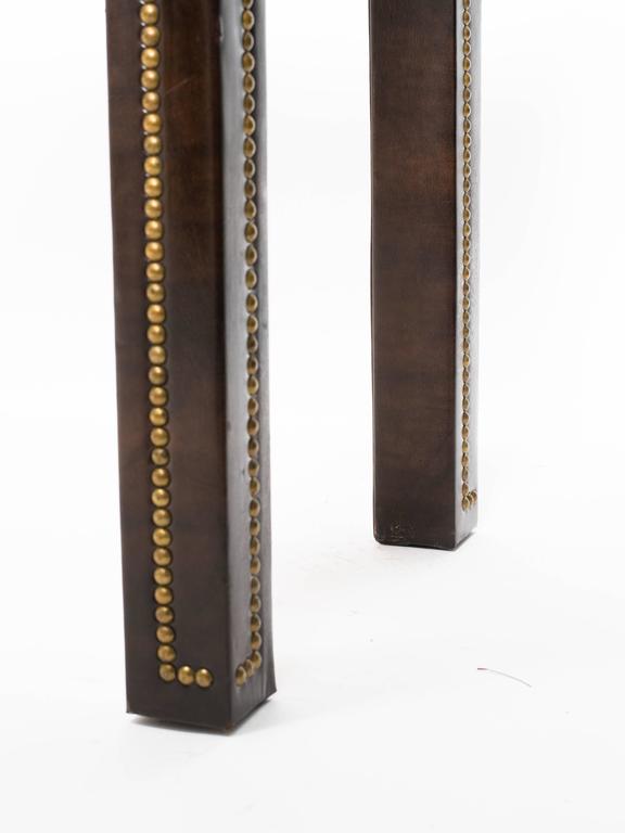 Vinyl and Nailhead Console Table at 1stDibs