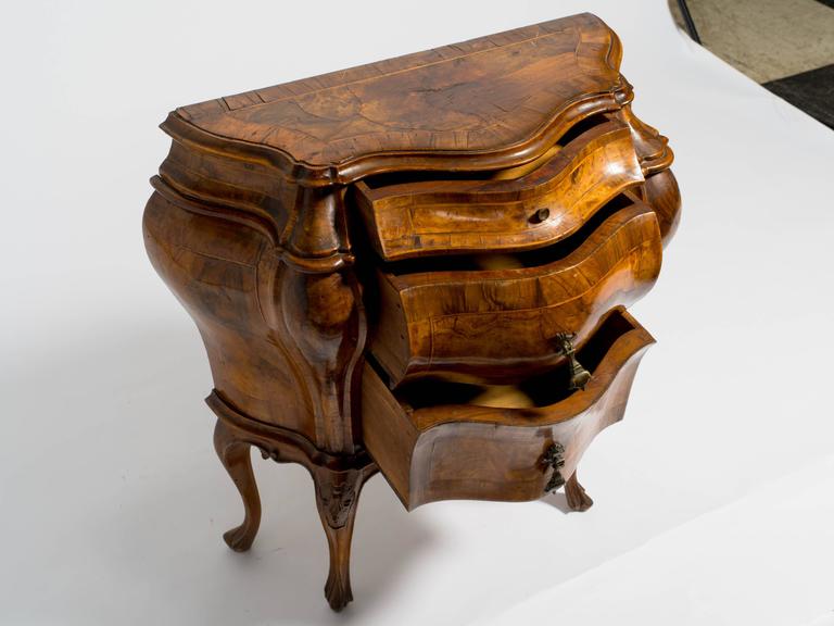Petite Burl Bombe Chest at 1stDibs