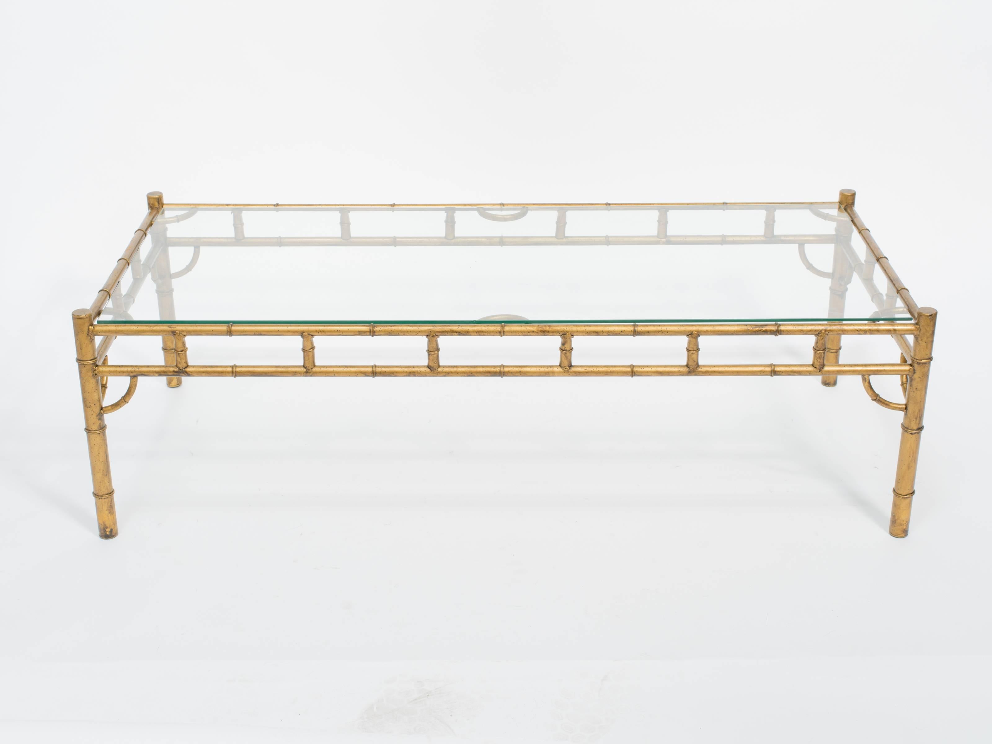 Large Gilt Metal Faux Bamboo Coffee Table at 1stDibs | metal bamboo ...