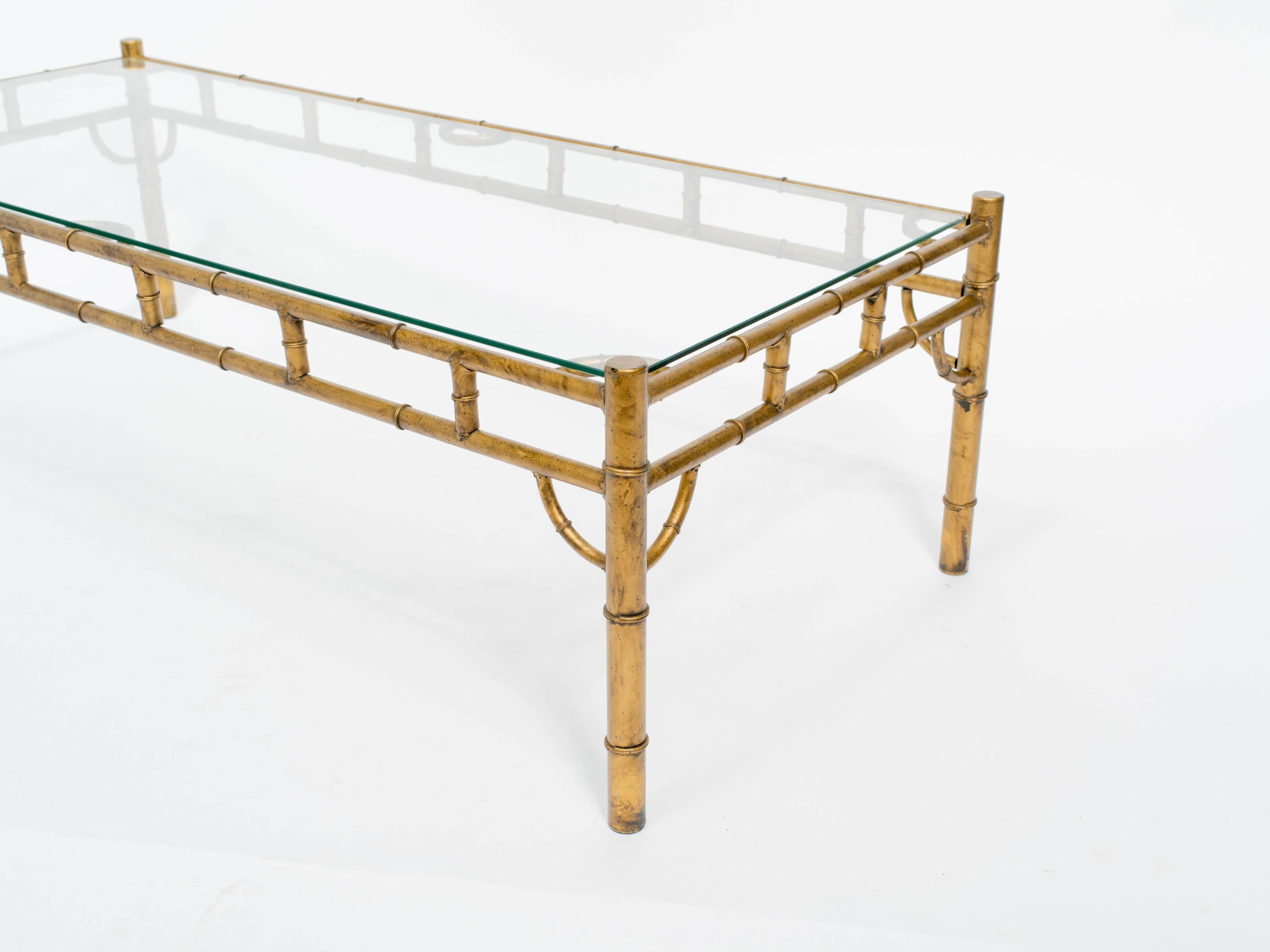 Large Gilt Metal Faux Bamboo Coffee Table at 1stDibs | metal bamboo ...