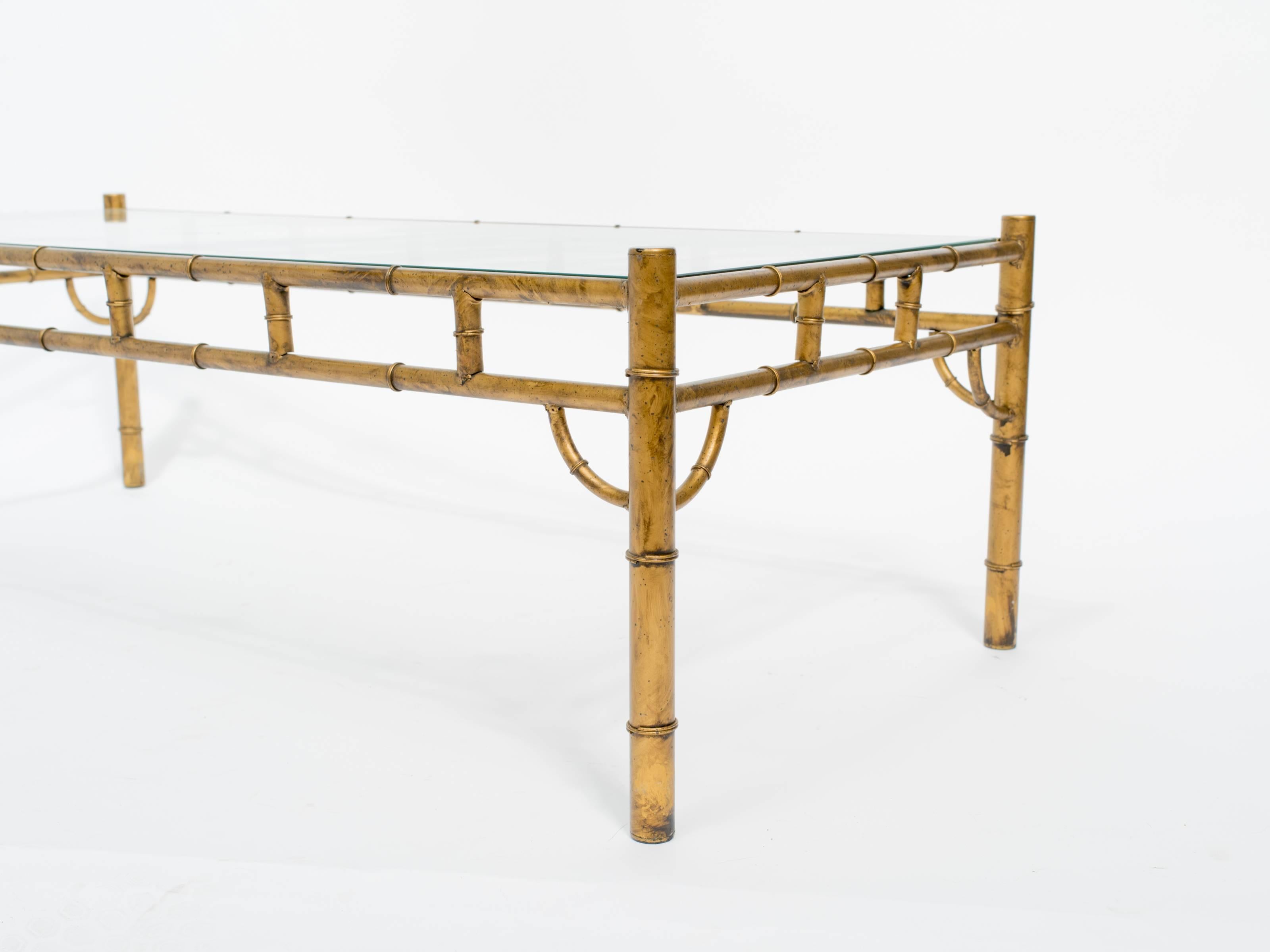 Large Gilt Metal Faux Bamboo Coffee Table at 1stDibs | metal bamboo ...