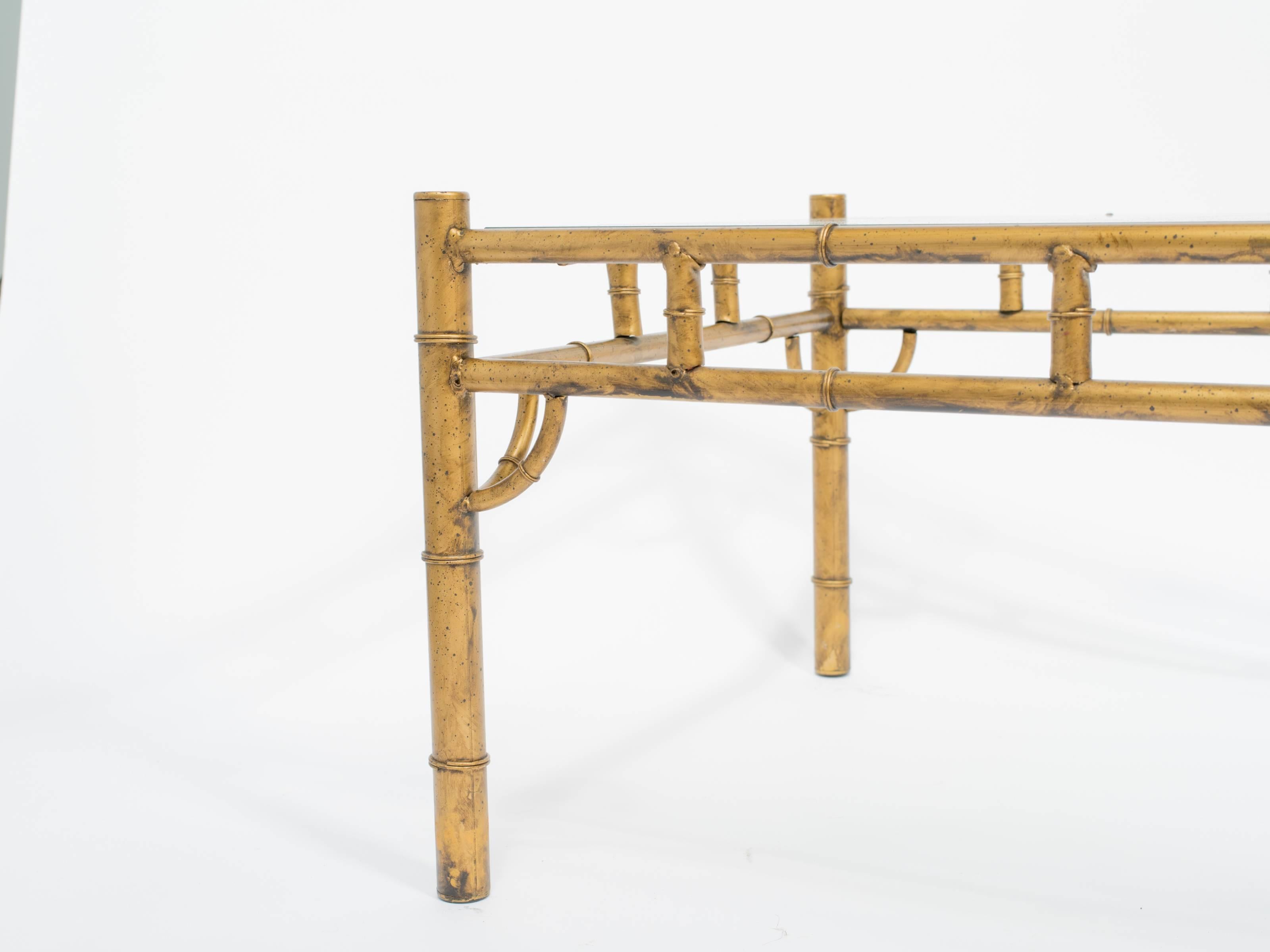 Large Gilt Metal Faux Bamboo Coffee Table at 1stDibs | metal bamboo ...