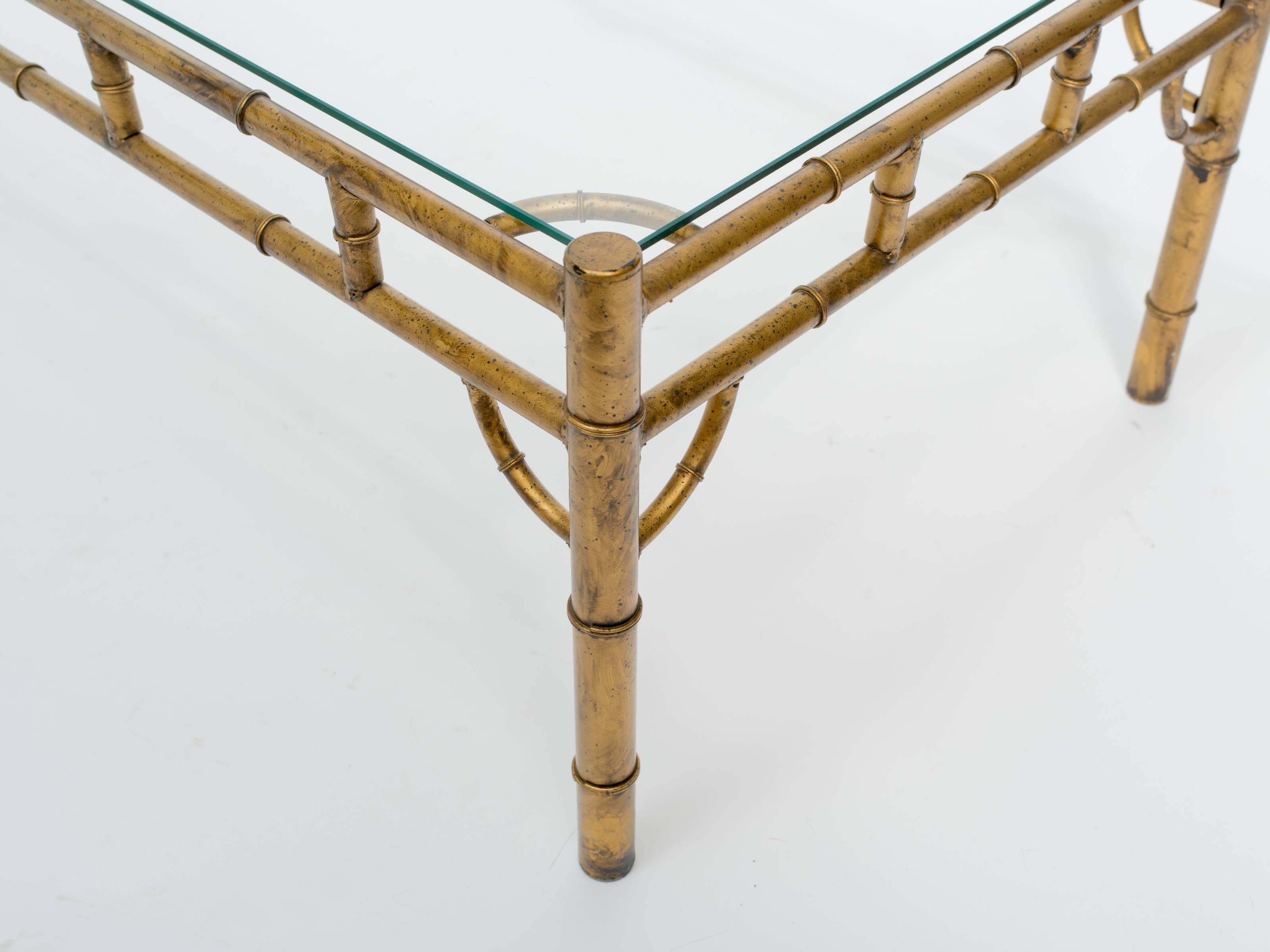 Large Gilt Metal Faux Bamboo Coffee Table at 1stDibs | metal bamboo ...