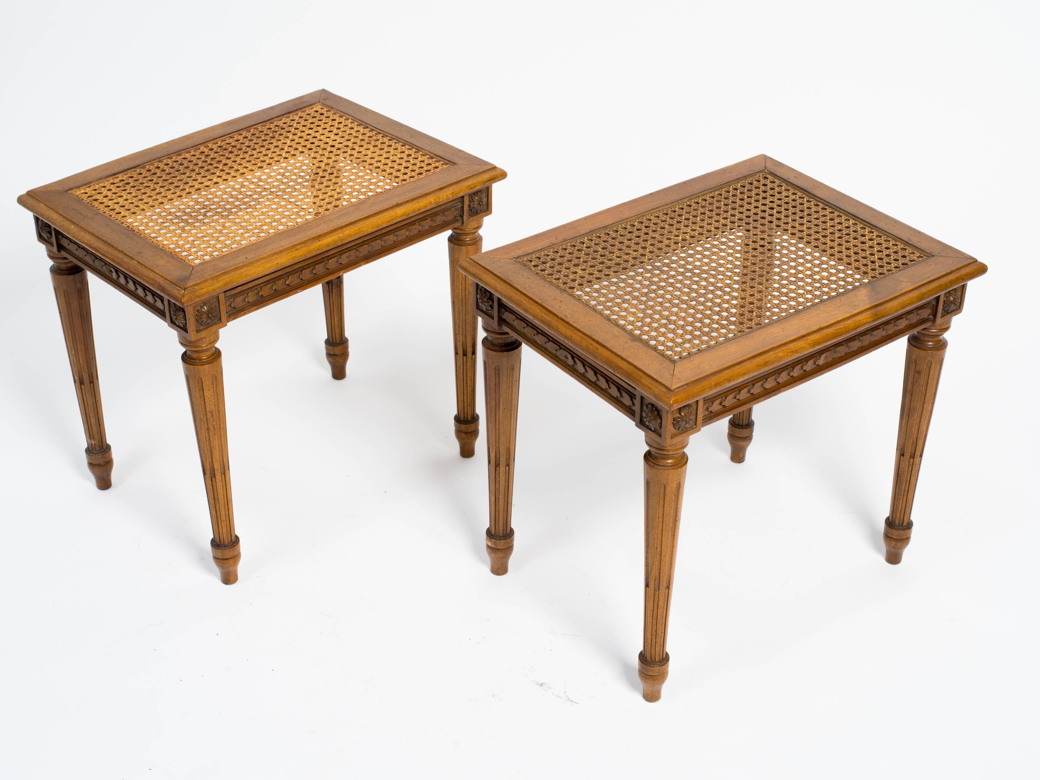 Pair of Regency Style Caned Side Tables at 1stDibs