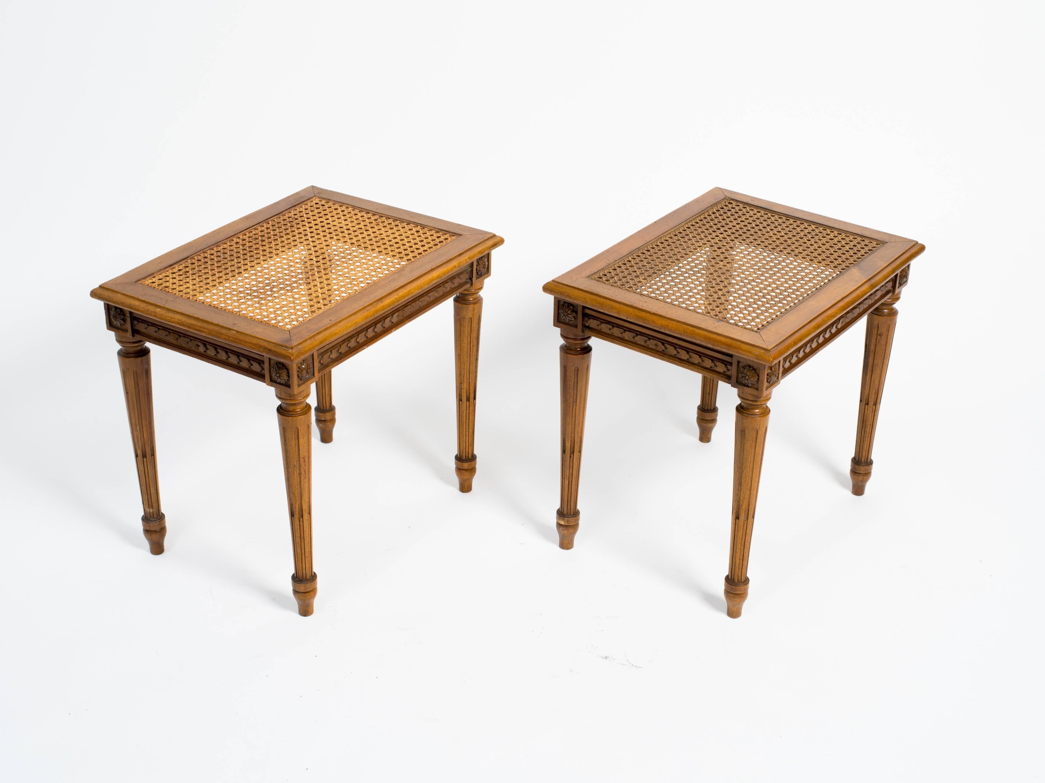 Pair of Regency Style Caned Side Tables at 1stDibs