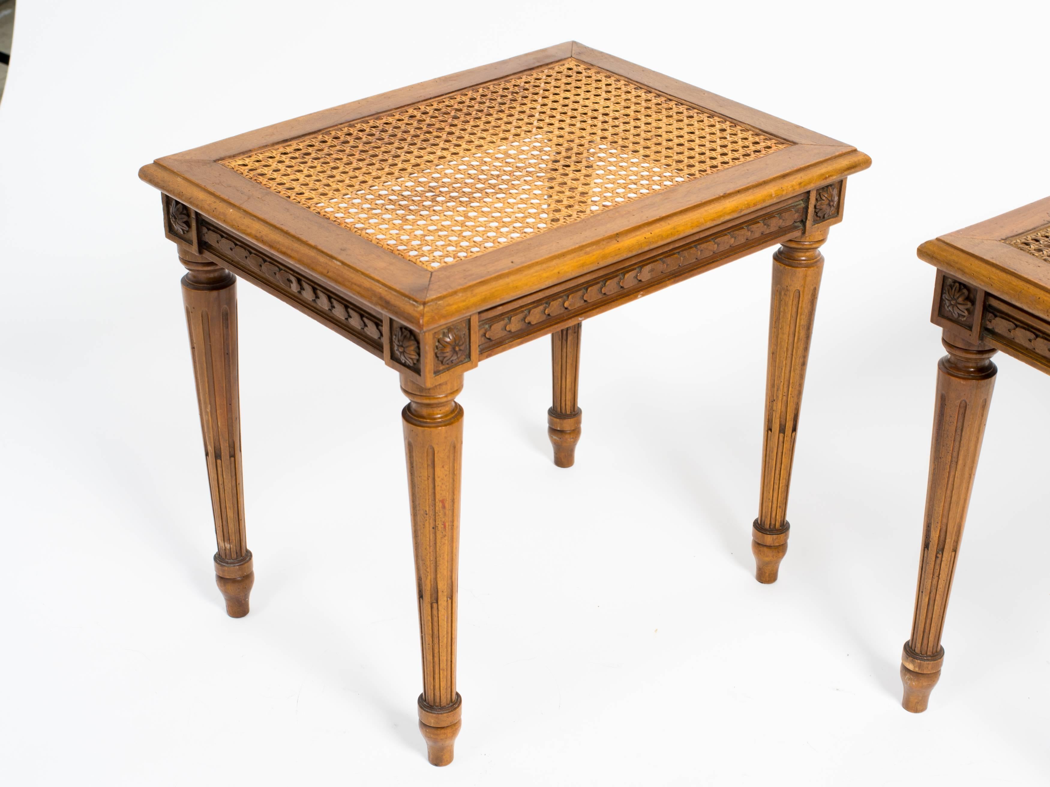 Pair of Regency Style Caned Side Tables at 1stDibs