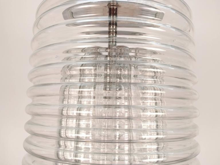Clear Ribbed Glass Pendant For Sale at 1stDibs