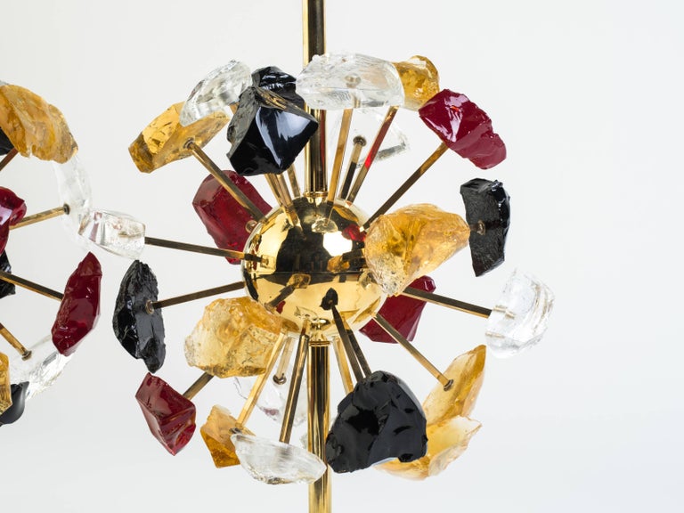 Pair of Starburst Multi-Color Glass Lamps For Sale at 1stDibs