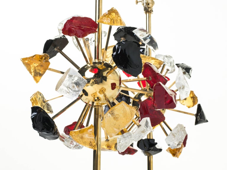 Pair of Starburst Multi-Color Glass Lamps For Sale at 1stDibs