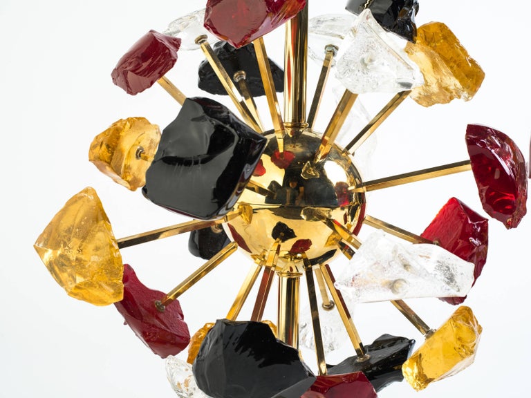 Pair of Starburst Multi-Color Glass Lamps For Sale at 1stDibs