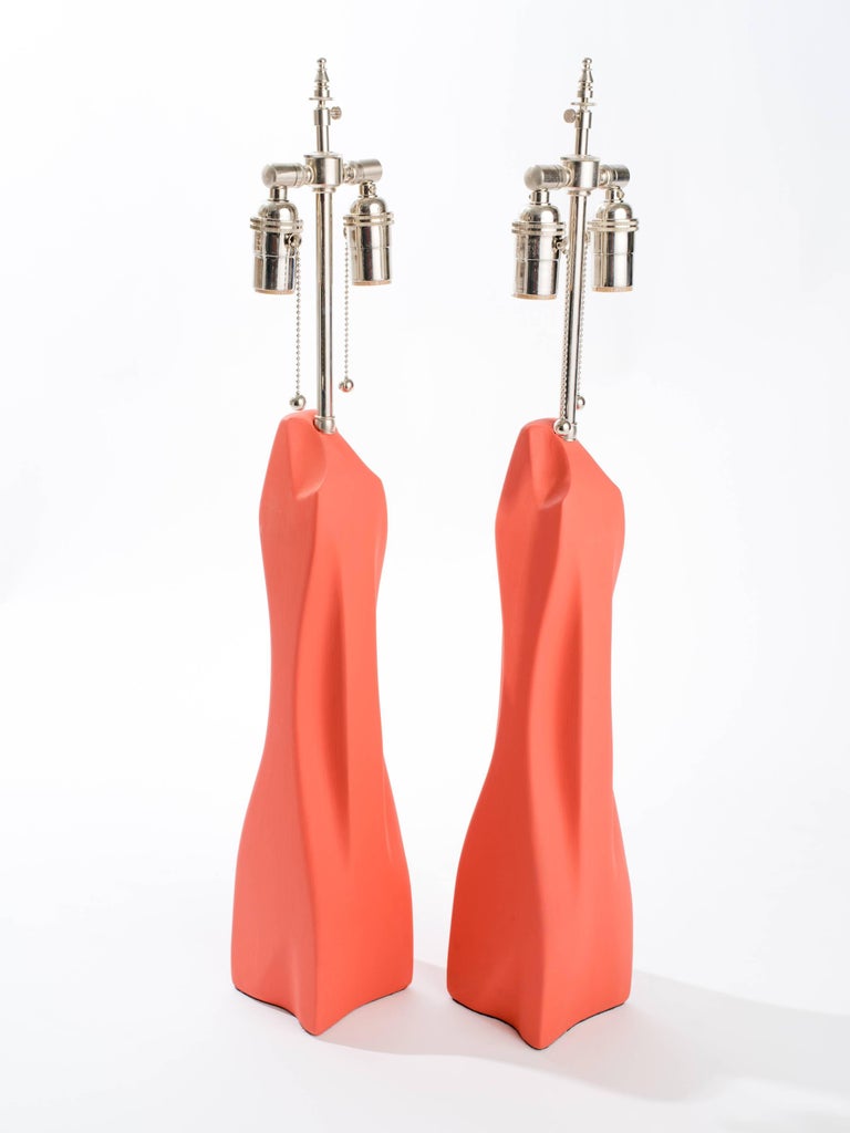 Pair of Modern Amorphic Plaster Lamps For Sale at 1stDibs