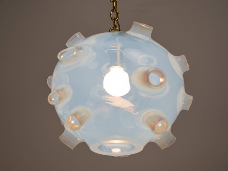 Limited Edition Handblown Opaline Art Glass Pendant, "Caldera" For Sale ...
