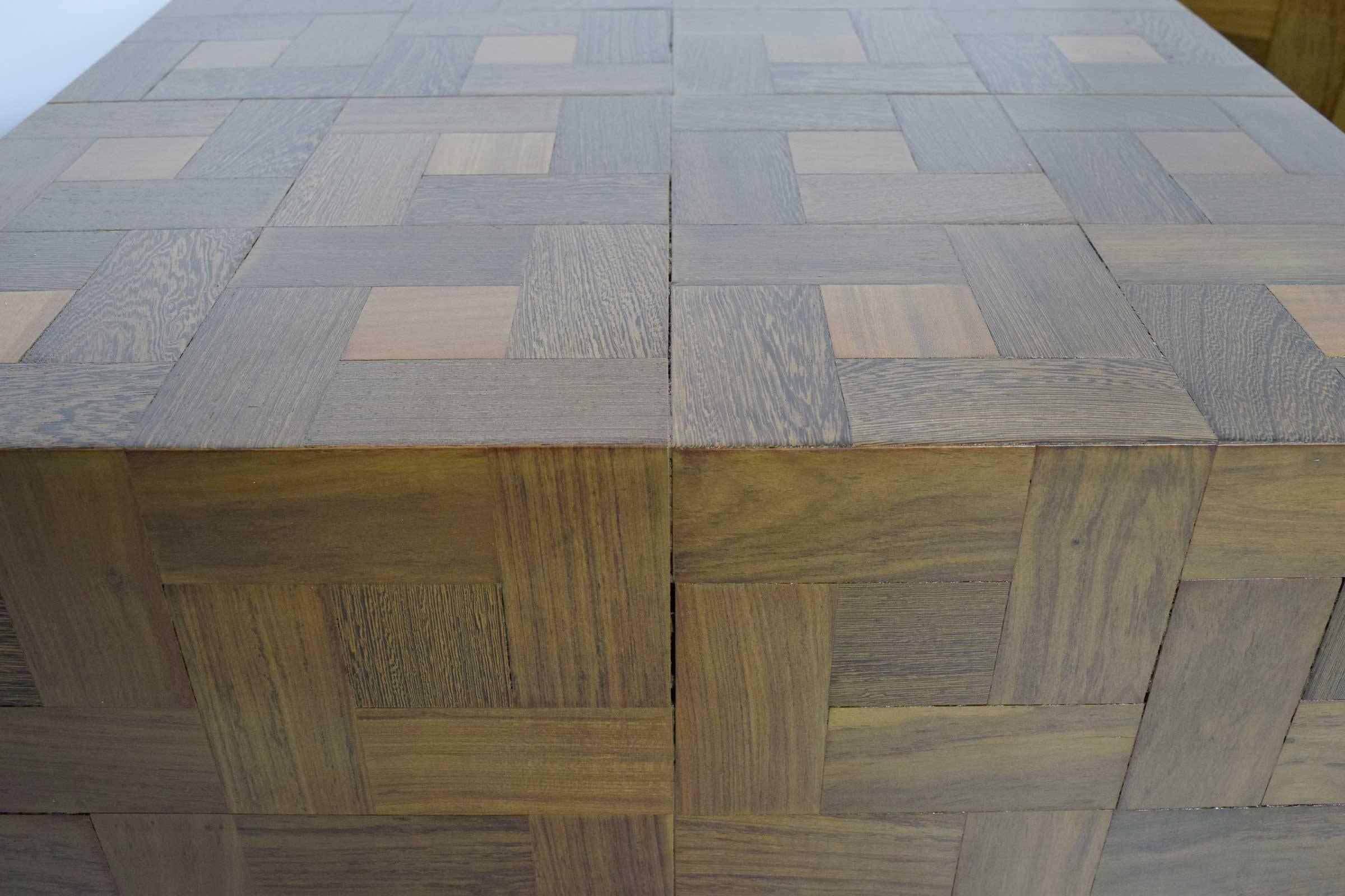 Pair of Parquet Oak Side or Coffee Tables at 1stDibs