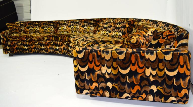 Gorgeous Half-Moon Shaped Milo Baughman Sofa in Jack Lenor Larsen ...