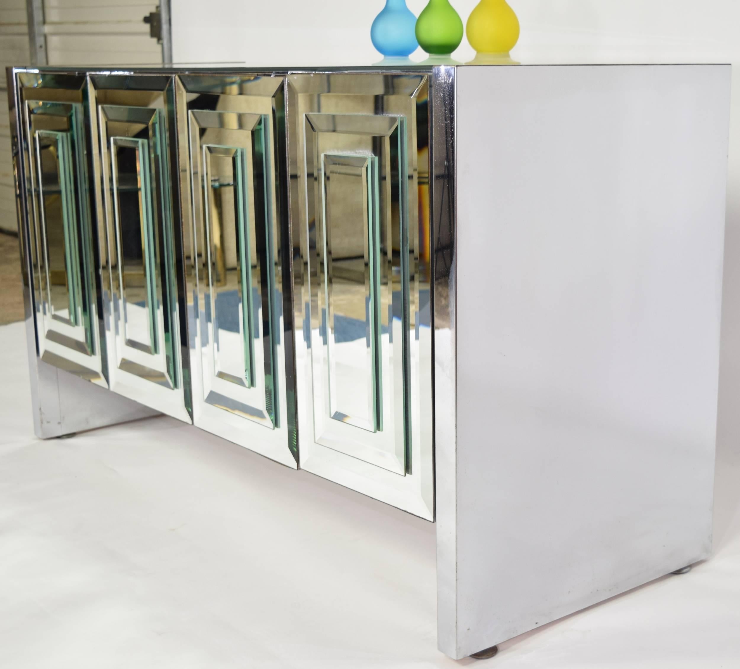Mirrored Sideboard/Cabinet by Ello at 1stDibs | modern mirrored sideboard