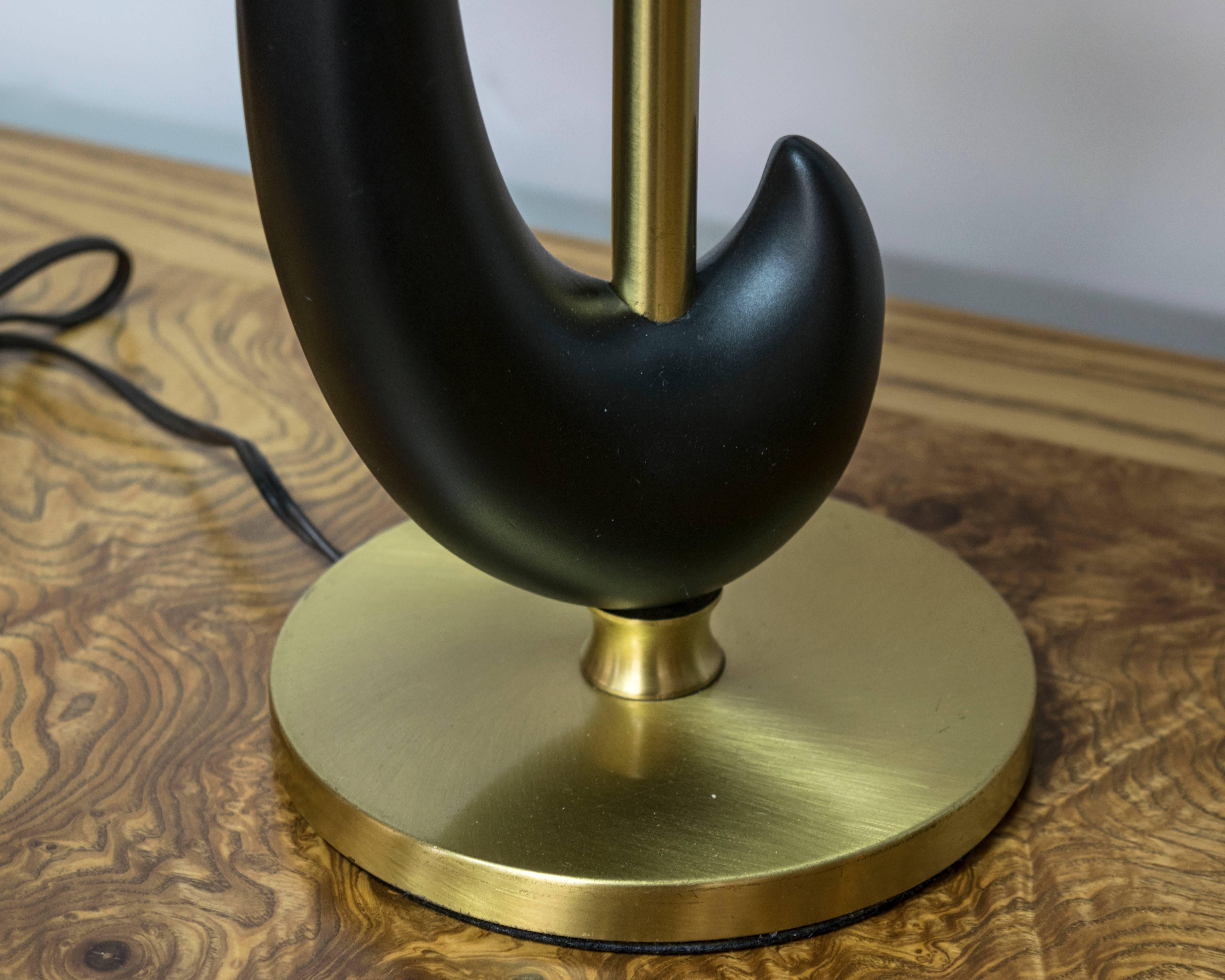 Pair of Black Enamel and Brass Amoeba Shape Lamps by Rembrandt For Sale ...