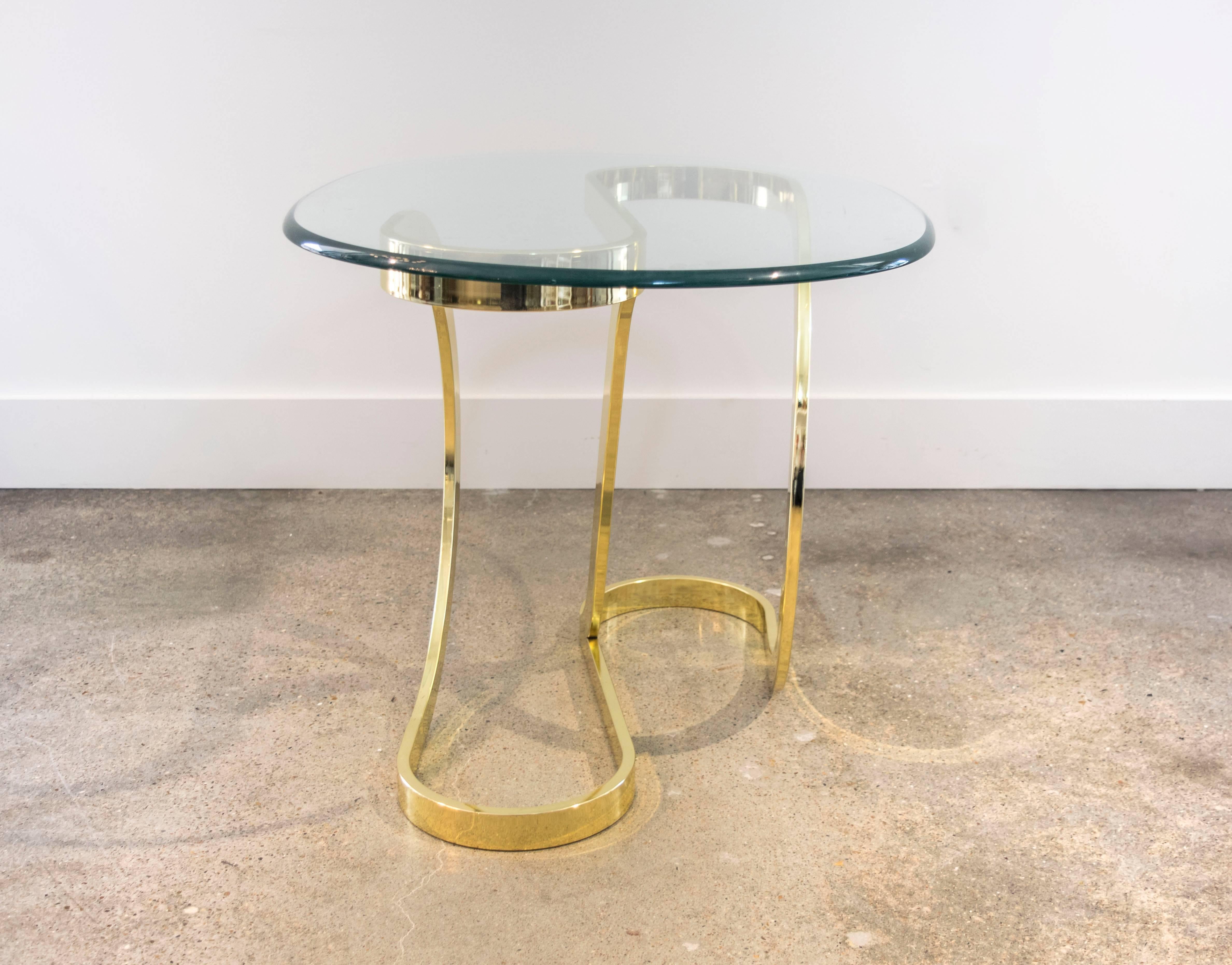 Milo Baughman Glass and Brass Side Table for Dia at 1stDibs