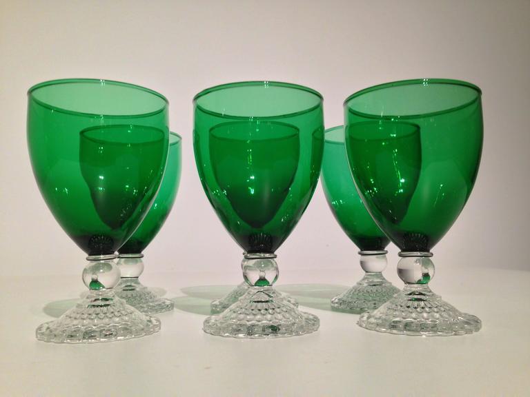 Six 1940s Emerald Green Water Goblets at 1stDibs