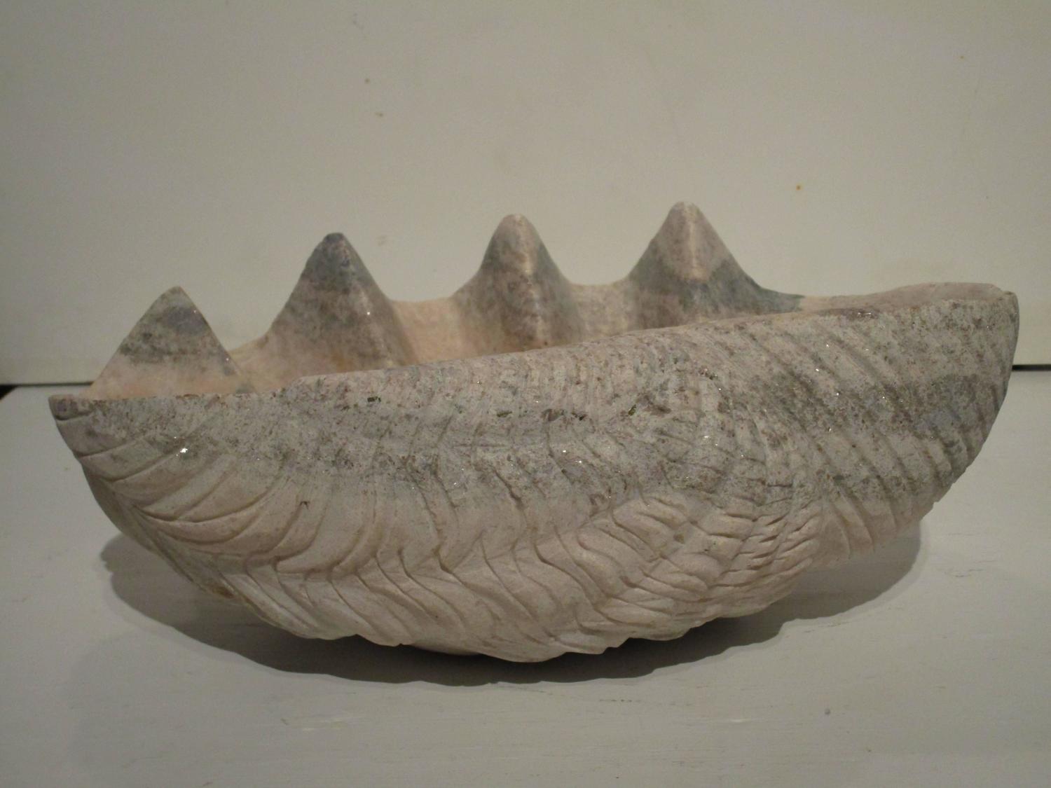 Large Carved Stone Clam Shell Sculpture For Sale at 1stdibs