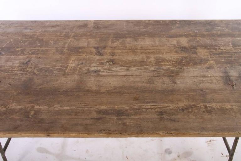 Early 20th Century Wood Plank Counterbalance Folding Table at 1stDibs