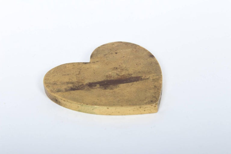 Marked Heavy Brass Paperweight in Shape of a Heart by Carl Auböck ...