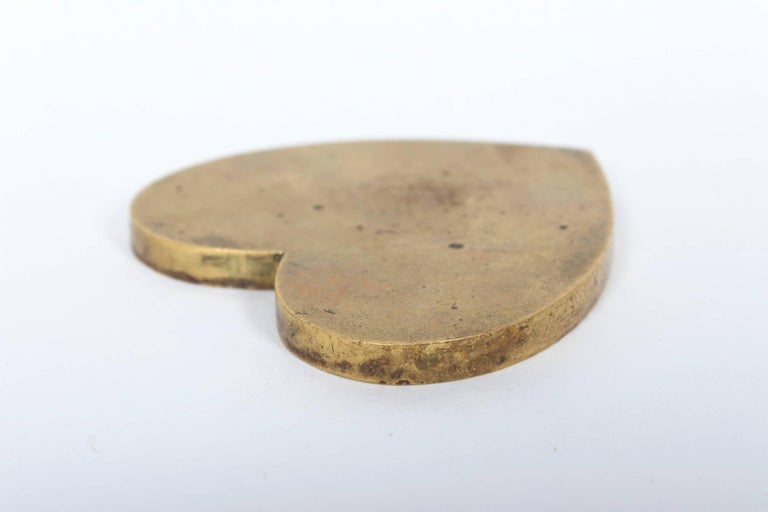 Marked Heavy Brass Paperweight in Shape of a Heart by Carl Auböck ...