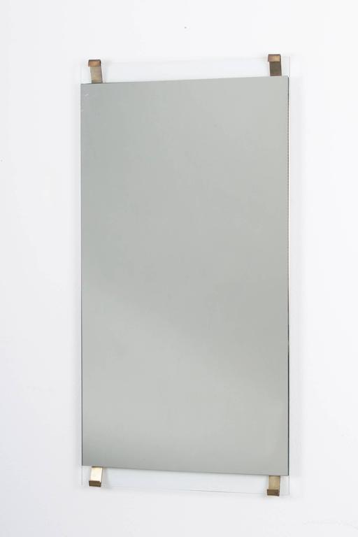 Rare Aubock Wall Mirror on Brass Mount, circa 1955 at 1stDibs