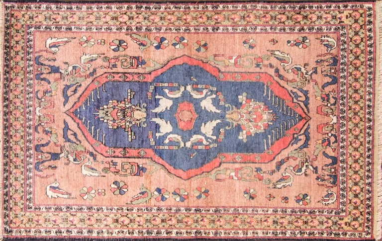 Rare Antique Silk Rug, Unusual Design at 1stDibs