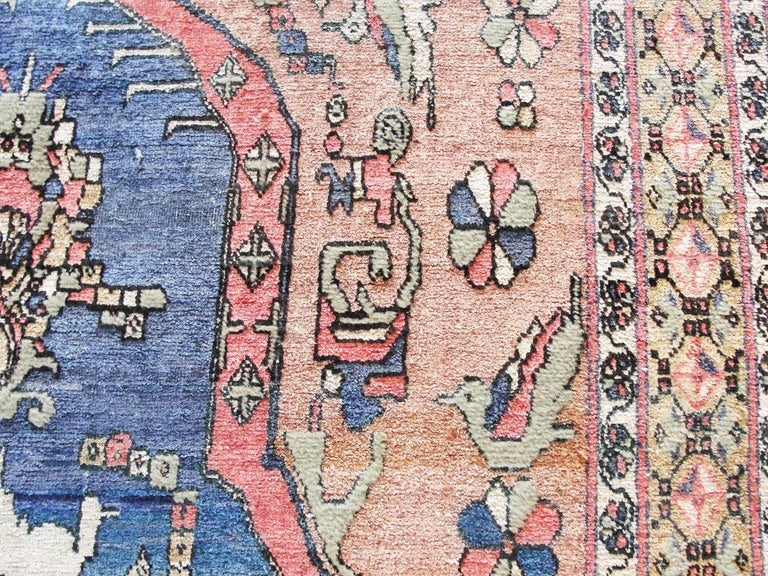 Rare Antique Silk Rug, Unusual Design at 1stDibs