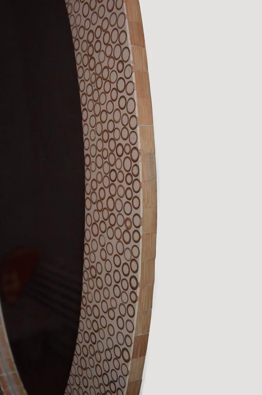 Andrianna Shamaris Bamboo Inlay Oval Mirror For Sale at 1stDibs