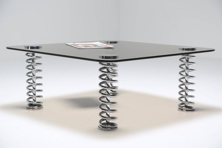 Chrome Spring Coffee Table For Sale at 1stDibs