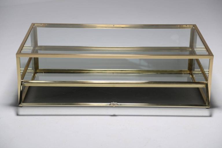 Mid-Century Brass Curio Coffee Table at 1stDibs