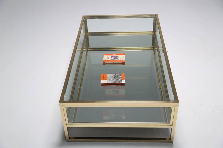 Mid-Century Brass Curio Coffee Table at 1stDibs