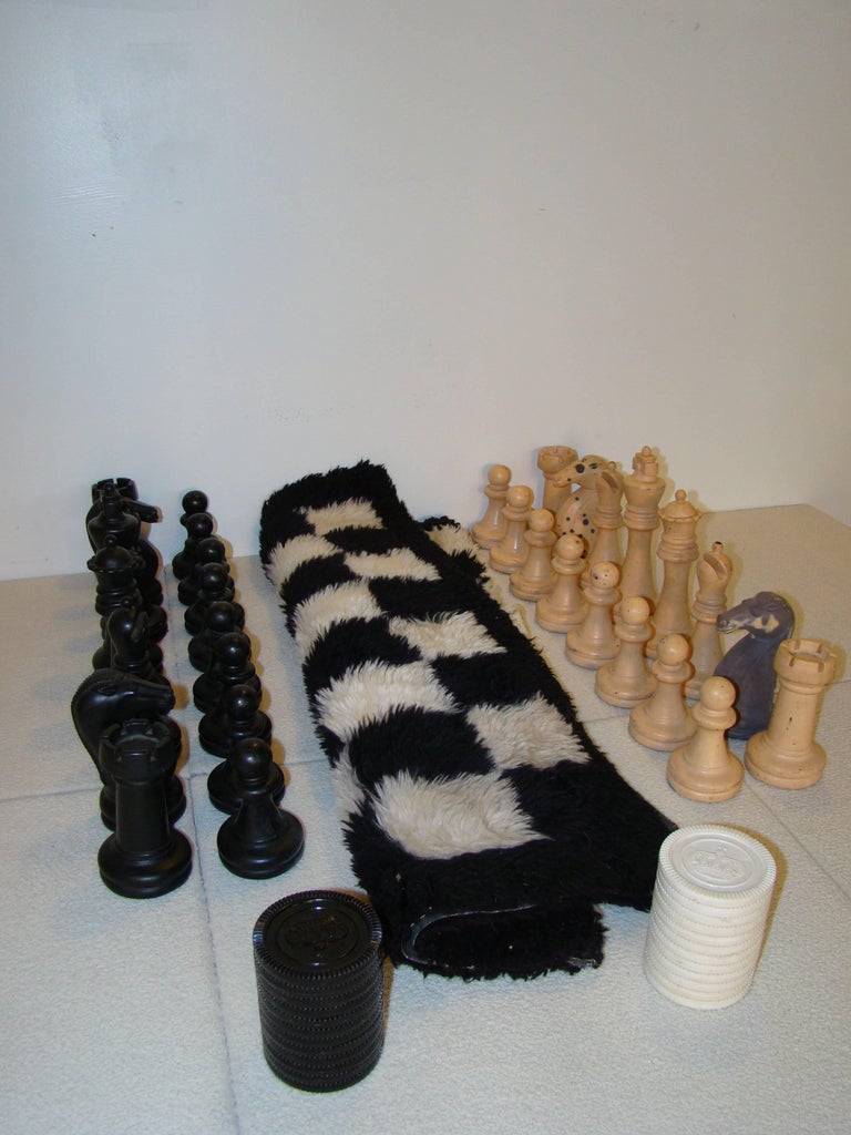 1970s, Executive Chess or Checker Set with Rug by Glenoit Chessmate ...