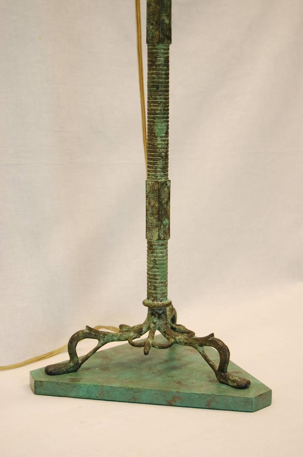 19th Century Roman Bronze Candlestick Wired as a Lamp For Sale at 1stdibs