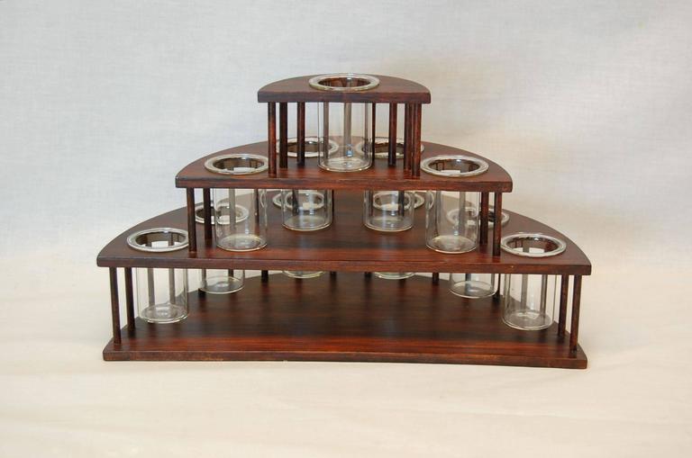 Modern Tiered Wooden Floral Display Stand with 11 Glass Bud Vases at ...