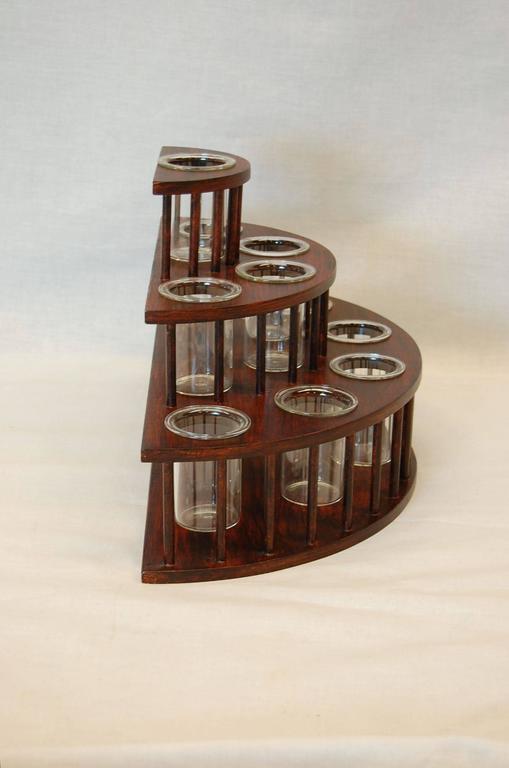 Modern Tiered Wooden Floral Display Stand with 11 Glass Bud Vases at ...