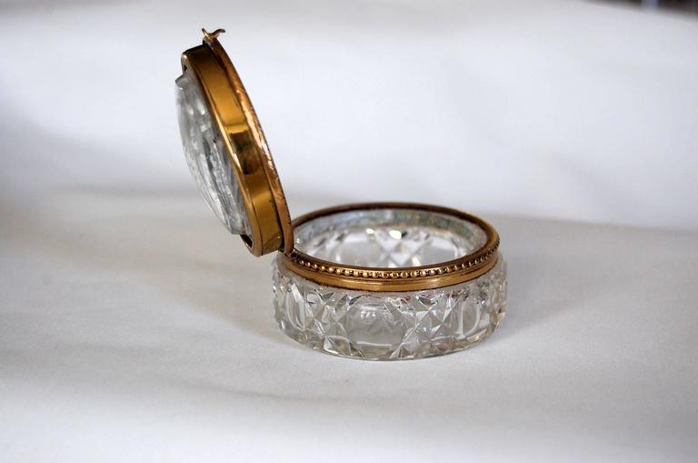 19th Century Cut Crystal Lidded Box with Sulfide Bust of 18th Century ...