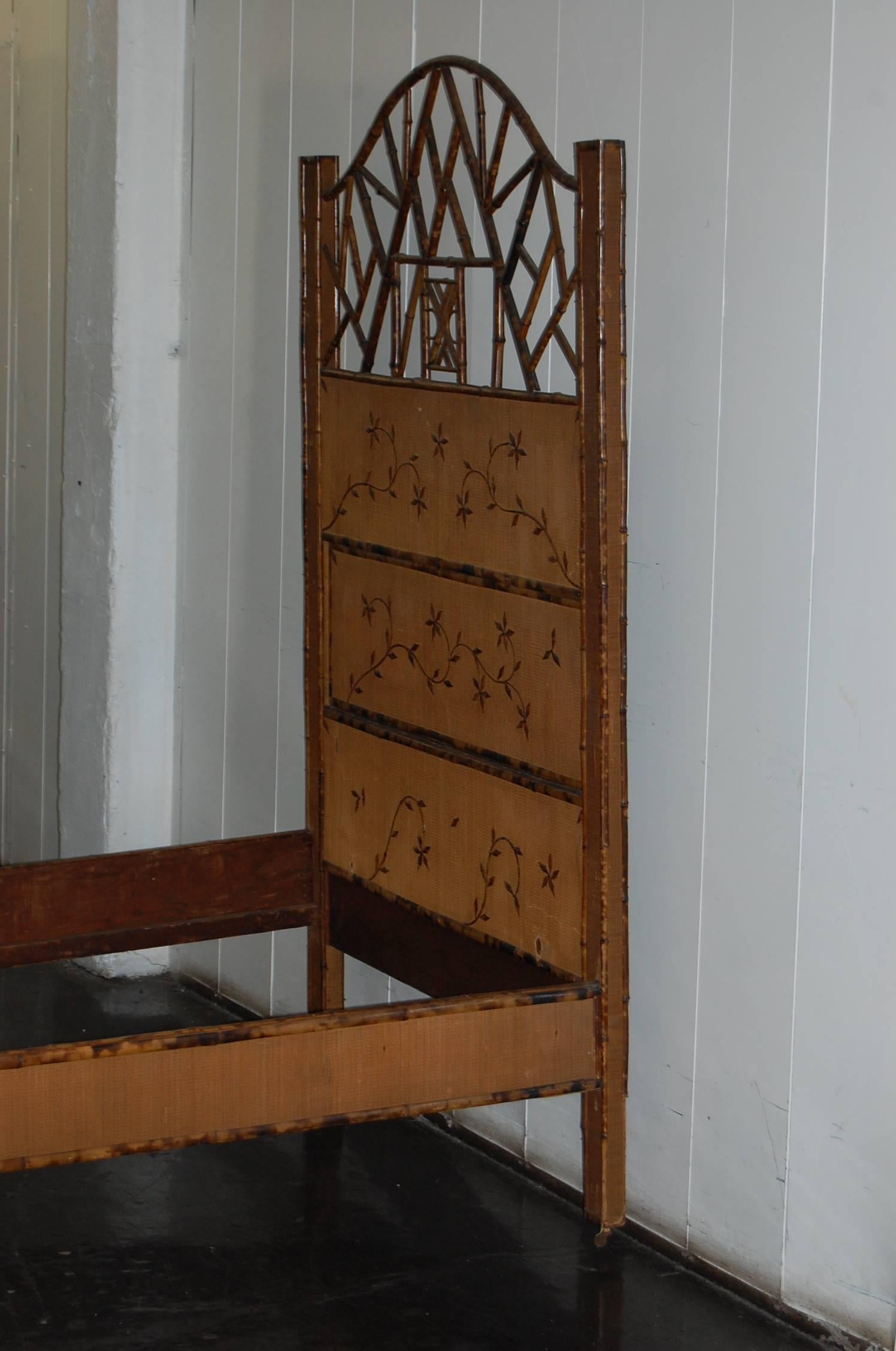 Turn of the Century Bamboo and Rattan Bed with Side Rails at 1stDibs