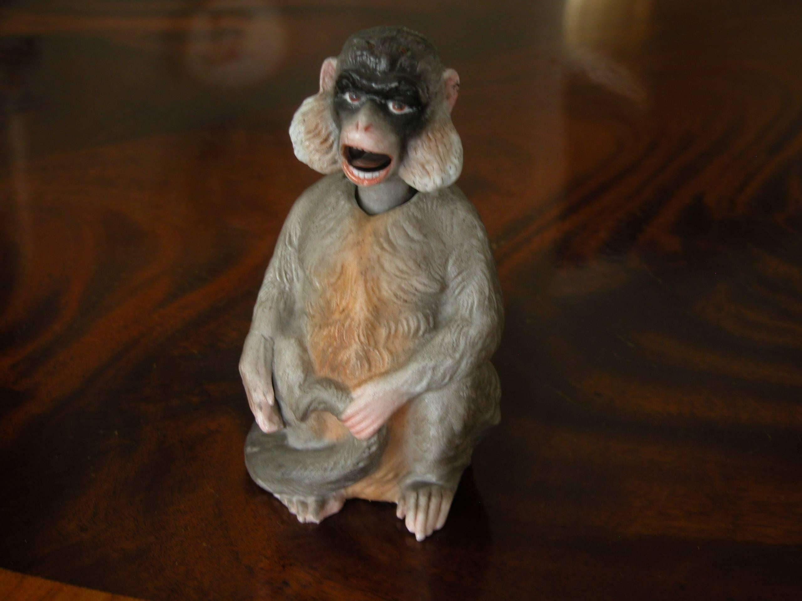 19th Century Porcelain Bobblehead Nodder of a Monkey by Ernst Bohne and ...