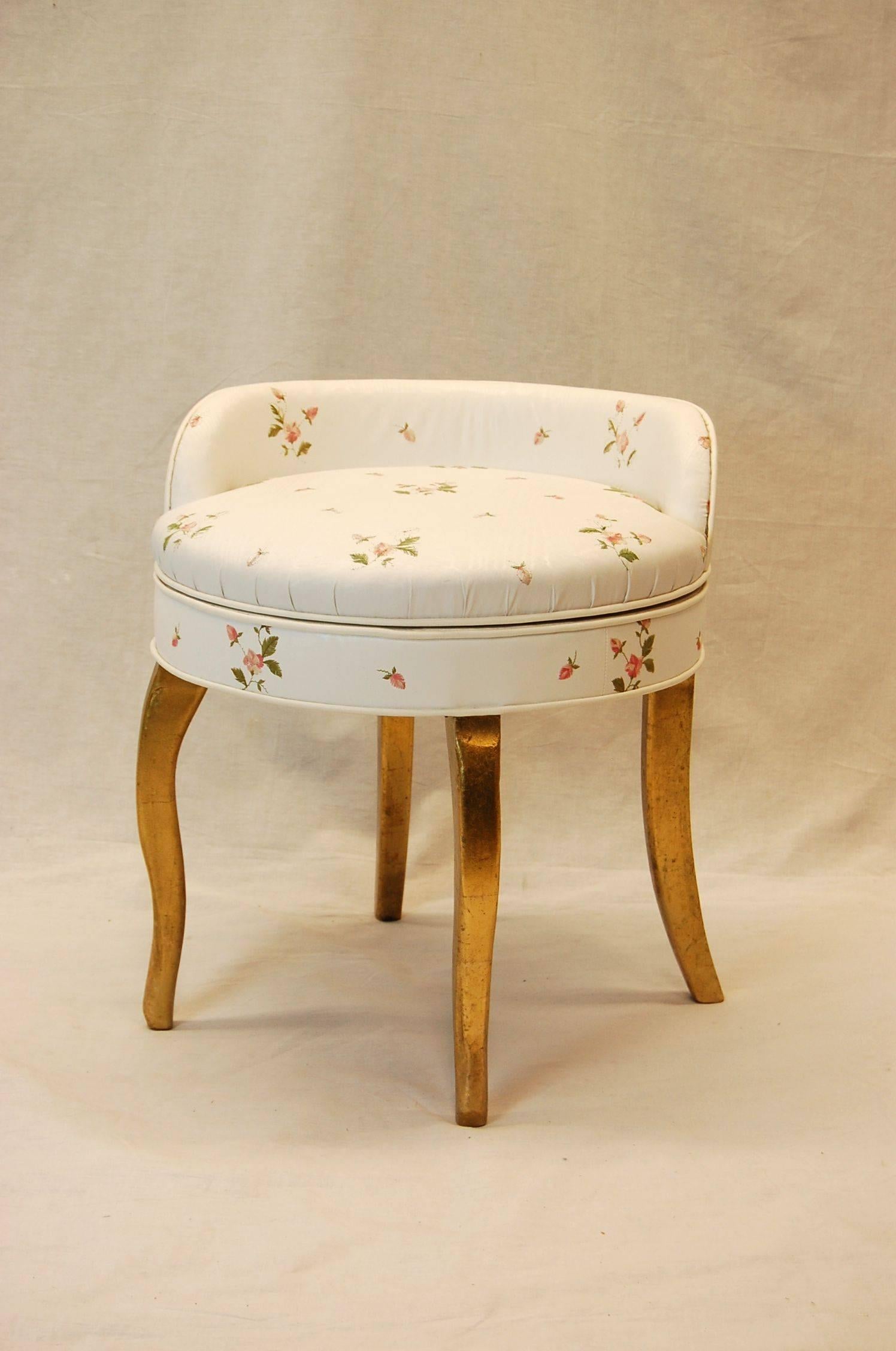 Mid-20th Century Revolving Dressing Table Stool in Gilt Finish at 1stDibs