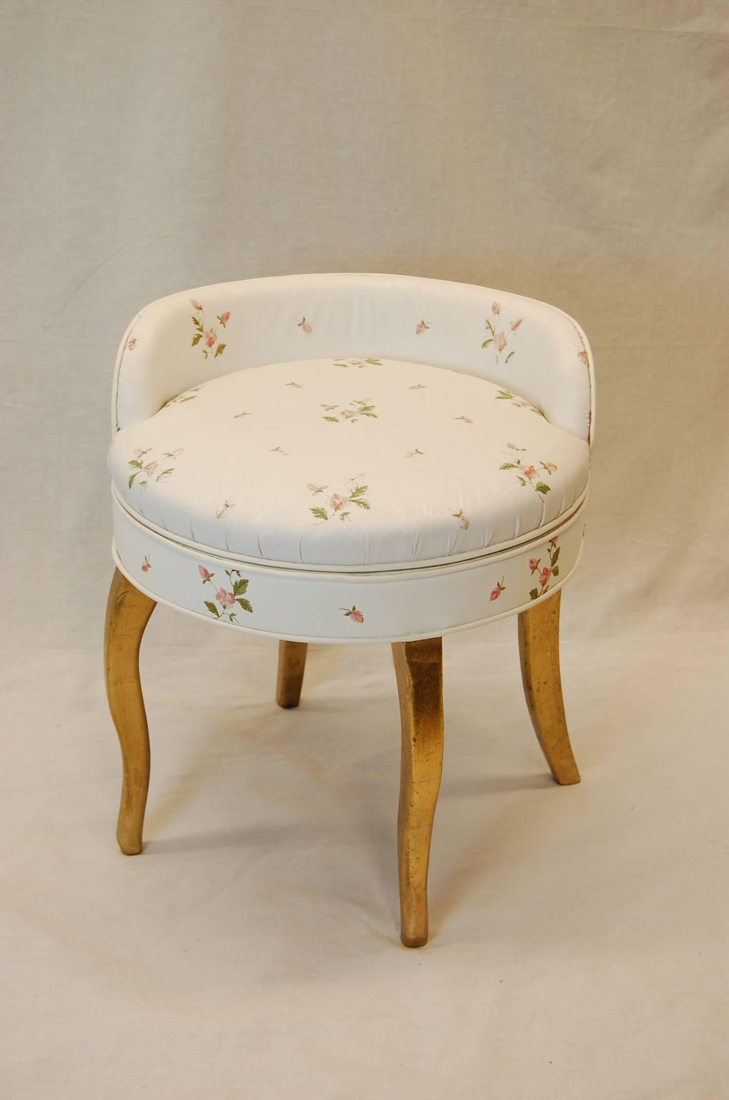 Mid-20th Century Revolving Dressing Table Stool in Gilt Finish at 1stDibs