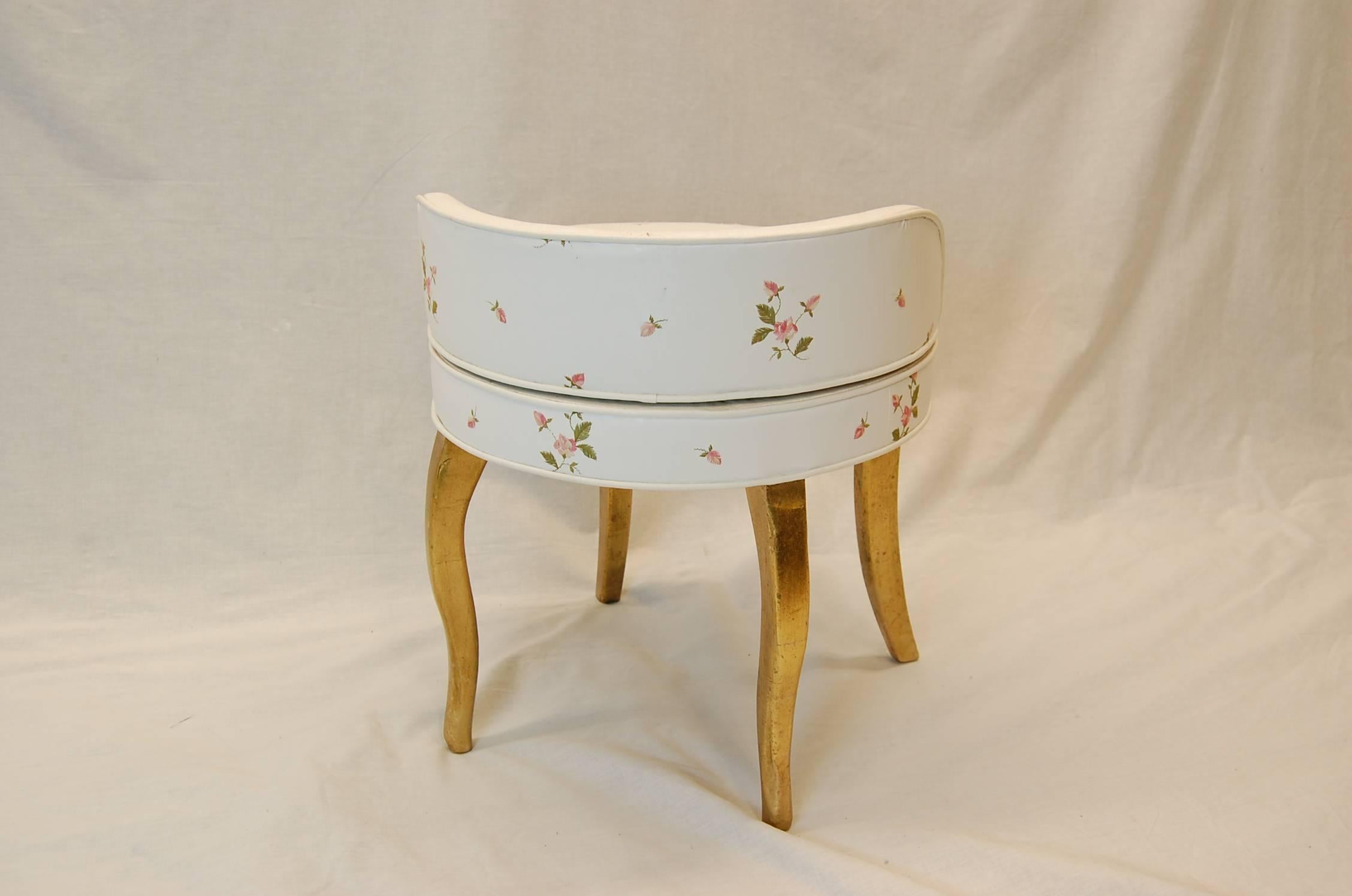 Mid-20th Century Revolving Dressing Table Stool in Gilt Finish at 1stDibs