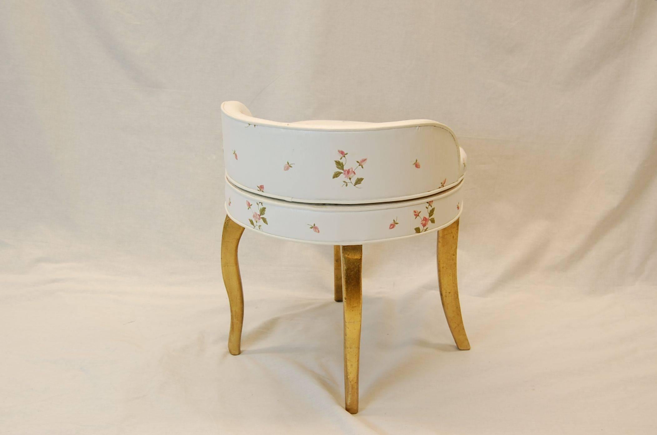 Mid-20th Century Revolving Dressing Table Stool in Gilt Finish at 1stDibs