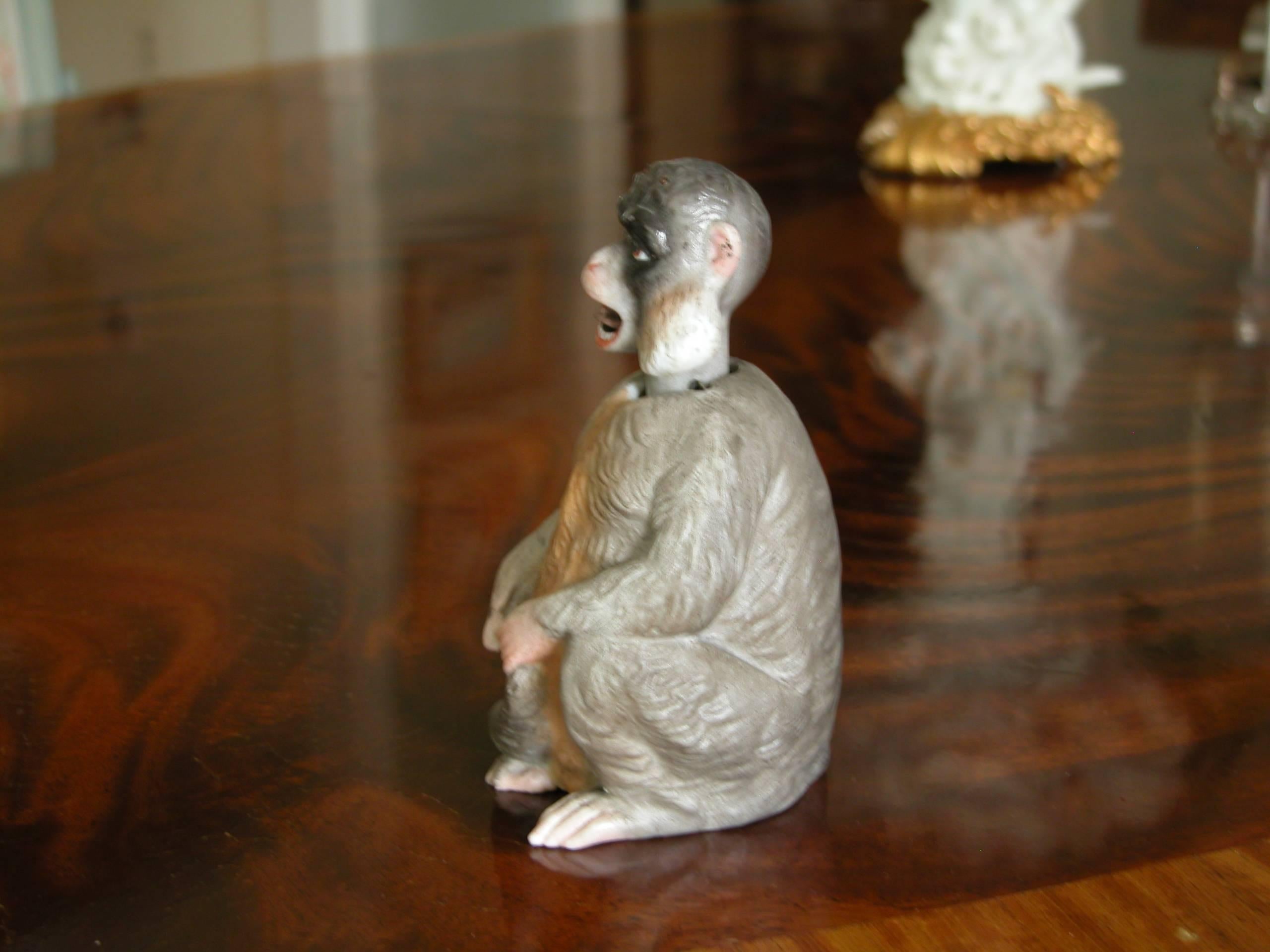 19th Century Porcelain Bobblehead Nodder of a Monkey by Ernst Bohne and ...