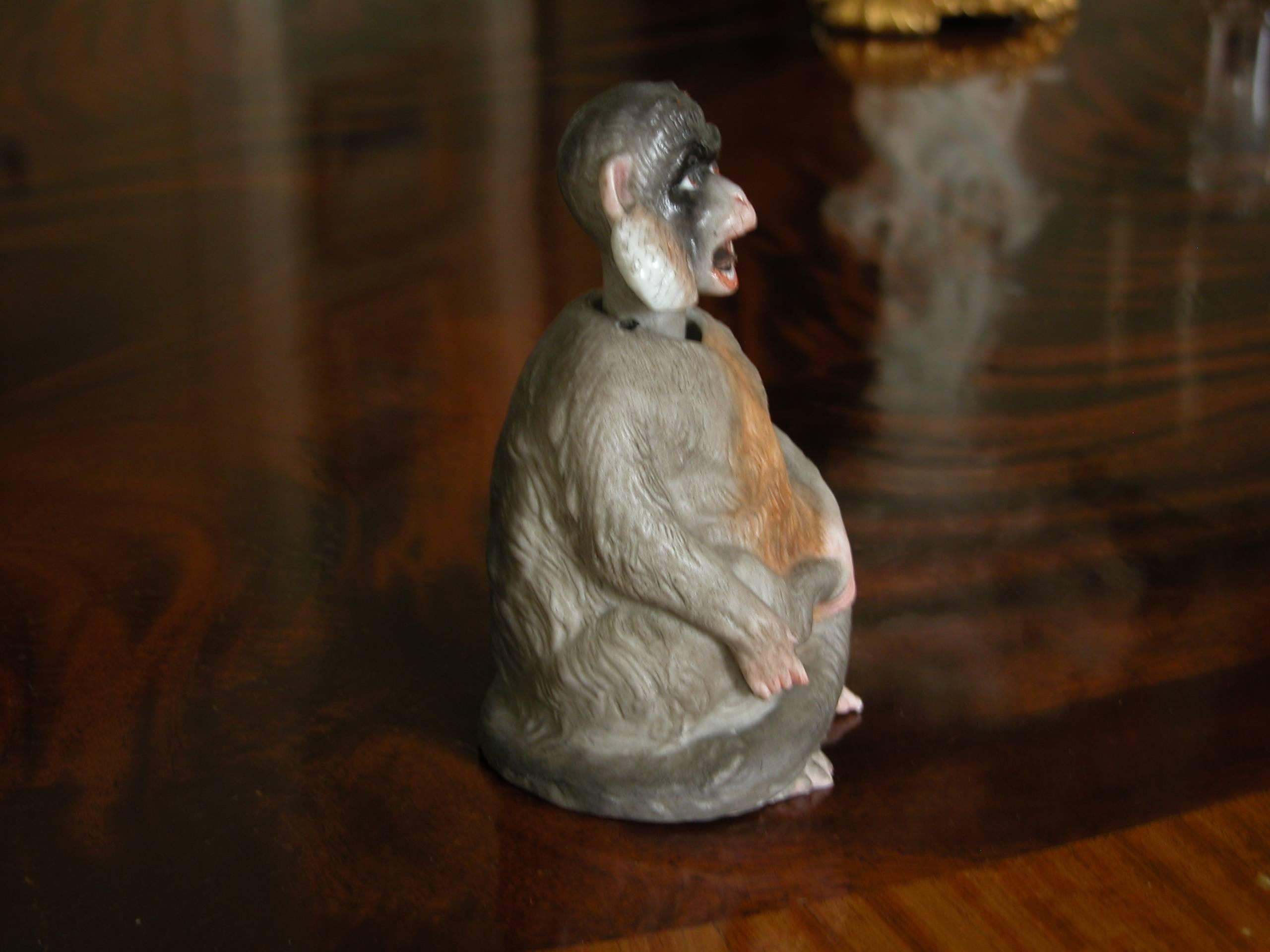 19th Century Porcelain Bobblehead Nodder of a Monkey by Ernst Bohne and ...