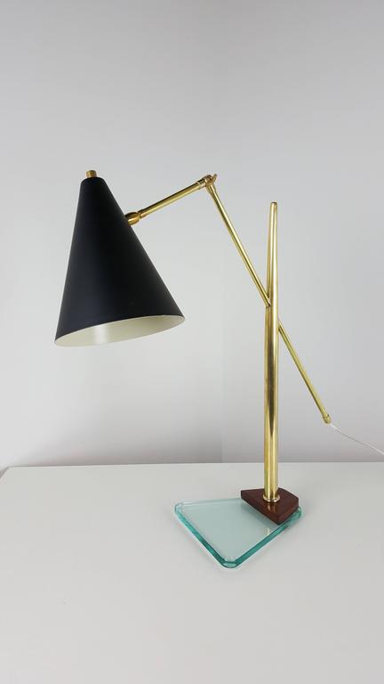 Architectural Italian Desk Lamp in the Style of Fontana Arte at 1stDibs