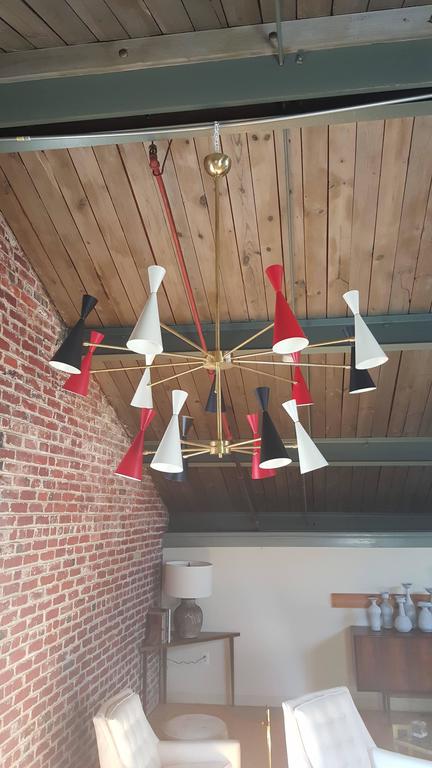 Striking 2-Tier 'Monolith' Enamel and Brass Chandelier by Blueprint ...